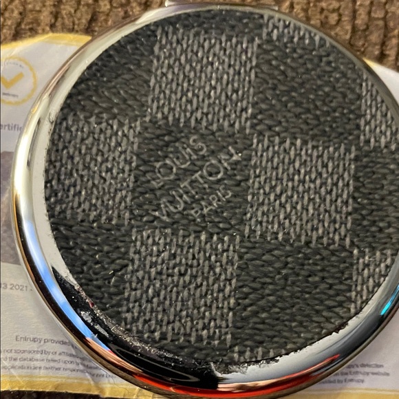 Louis Vuitton | Accessories | Louis Vuitton Silver And Gray Checkered ...